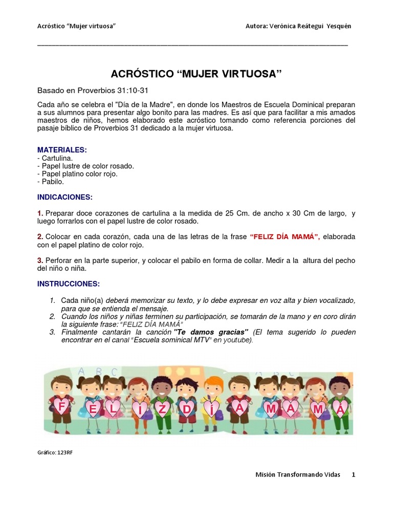 Acróstico Día de La Madre PDF | PDF | Cocina, comidas y vino