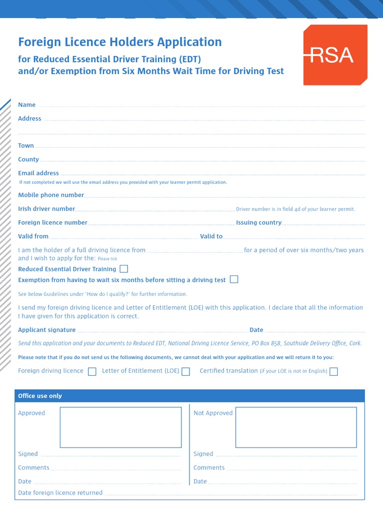 Rsa Edt App Form - HR - Web | PDF | Driver's License | Land Transport