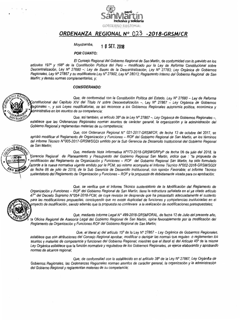 Rof 2018 PDF | PDF | Gobierno | Economias