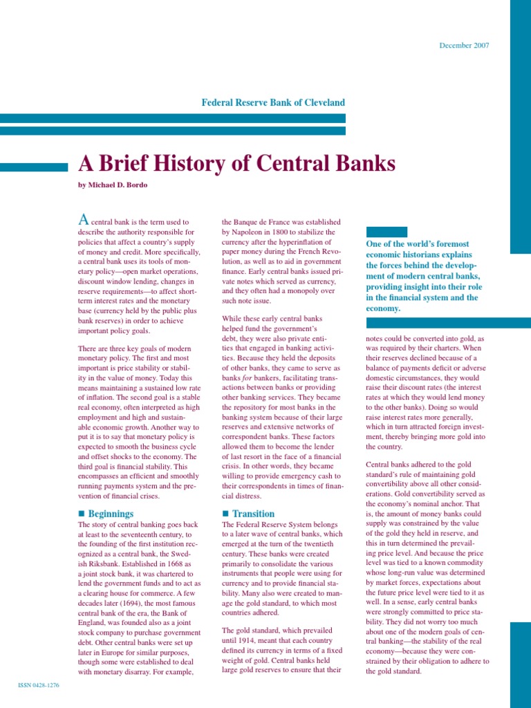 A Brief History of Central Banks PDF | PDF | Central Banks | Federal ...