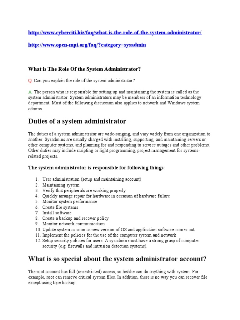 System Administrator | PDF | System Administrator | Information Technology
