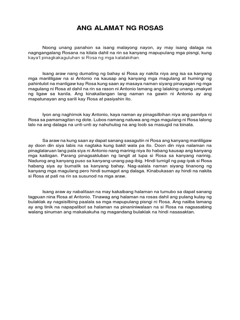 Ang Alamat NG Rosas | PDF