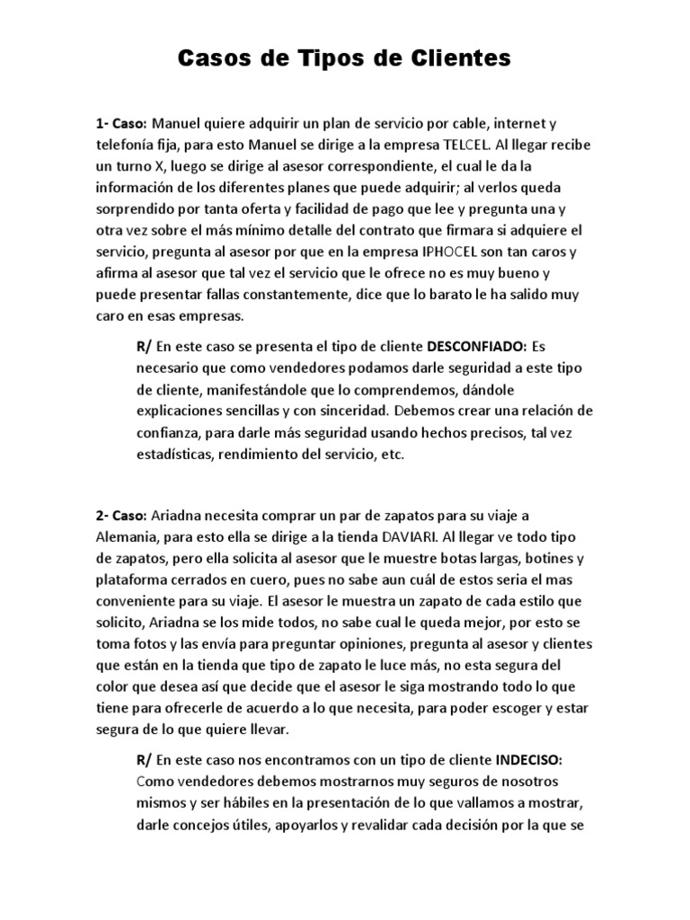 Casos de Tipos de Clientes | PDF | Cliente | Business