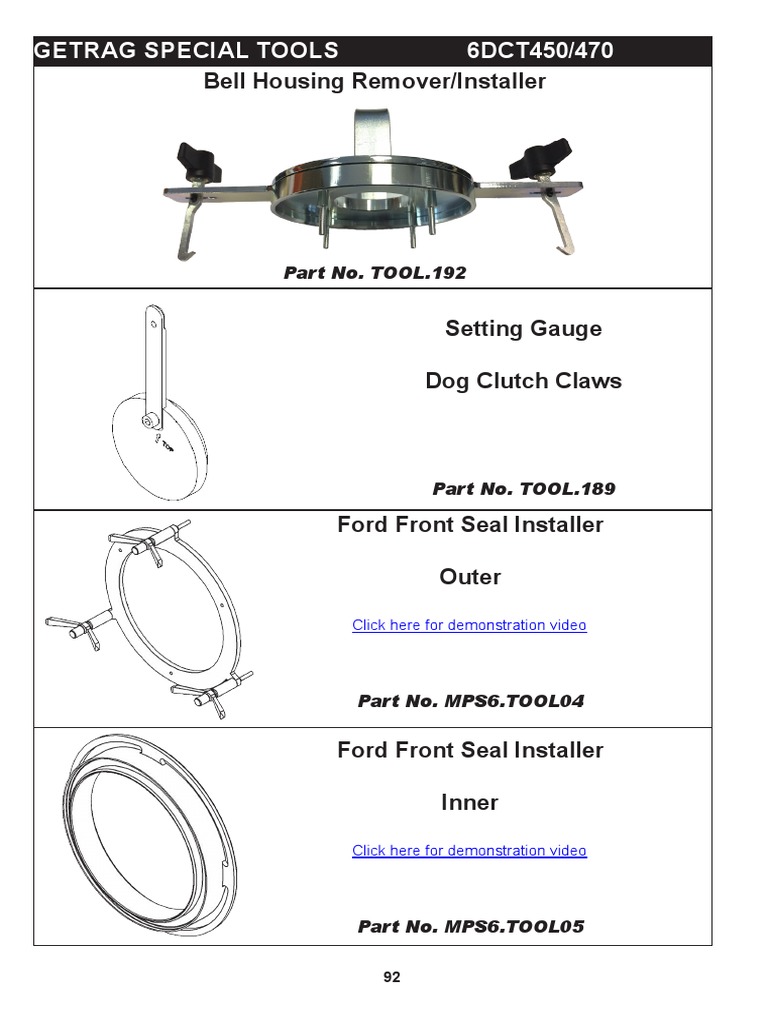GETRAG Tools for 6DCT450/470 | PDF | Technology & Engineering