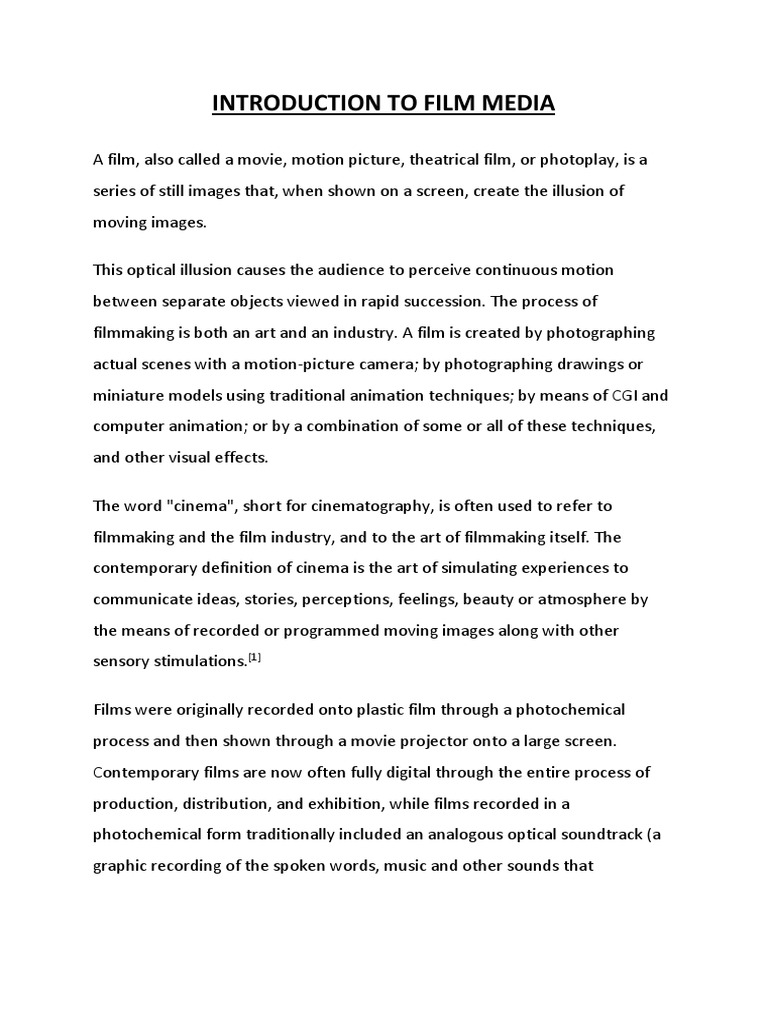 Introduction To Film Media | PDF | Media Technology | Vision