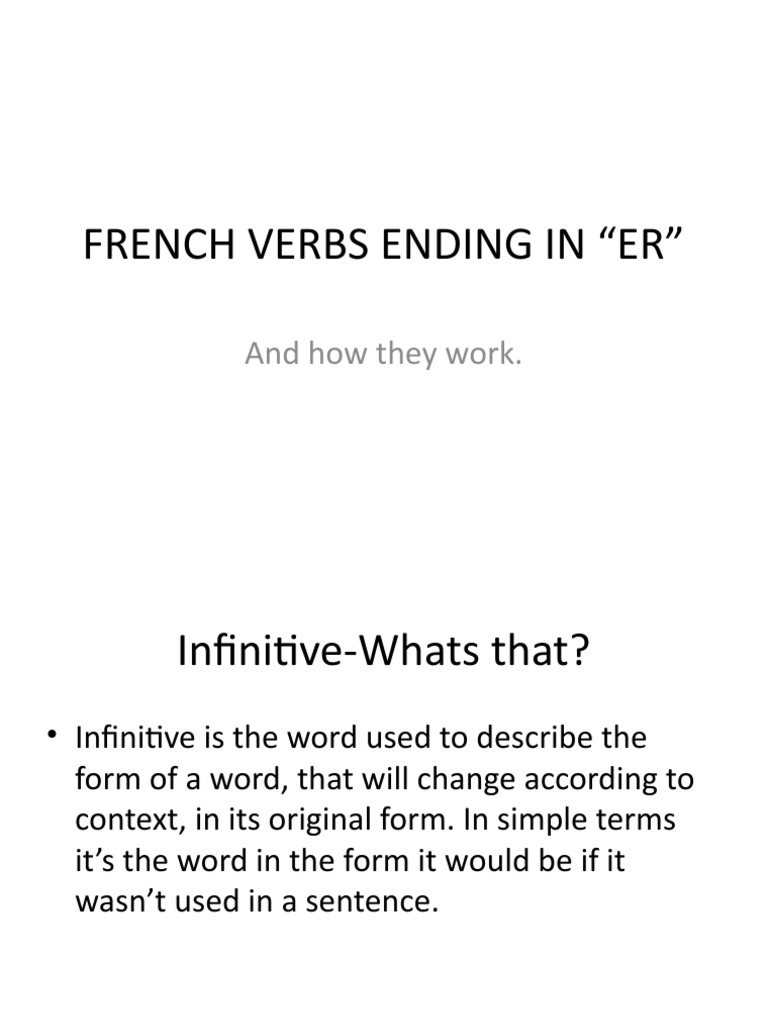 French Verbs Ending in ER | PDF | Language Arts & Discipline | Foreign ...
