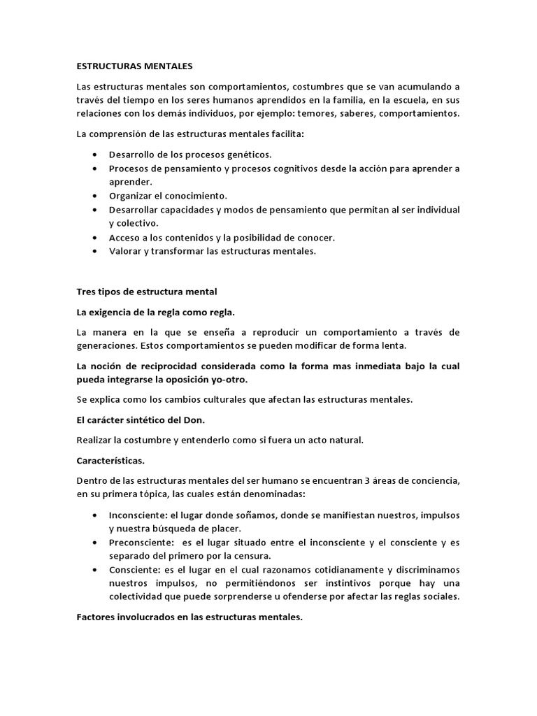 Estructuras Mentales y Aprendizaje | PDF | Mente | Mente inconsciente