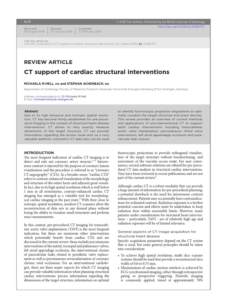 CT Support of Cardiac Structural Interventions: Review Article | PDF ...