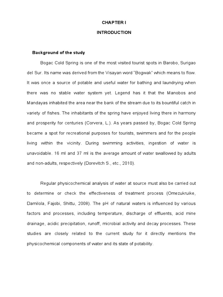 Sample of Background of The Study | PDF | Water Quality | Water
