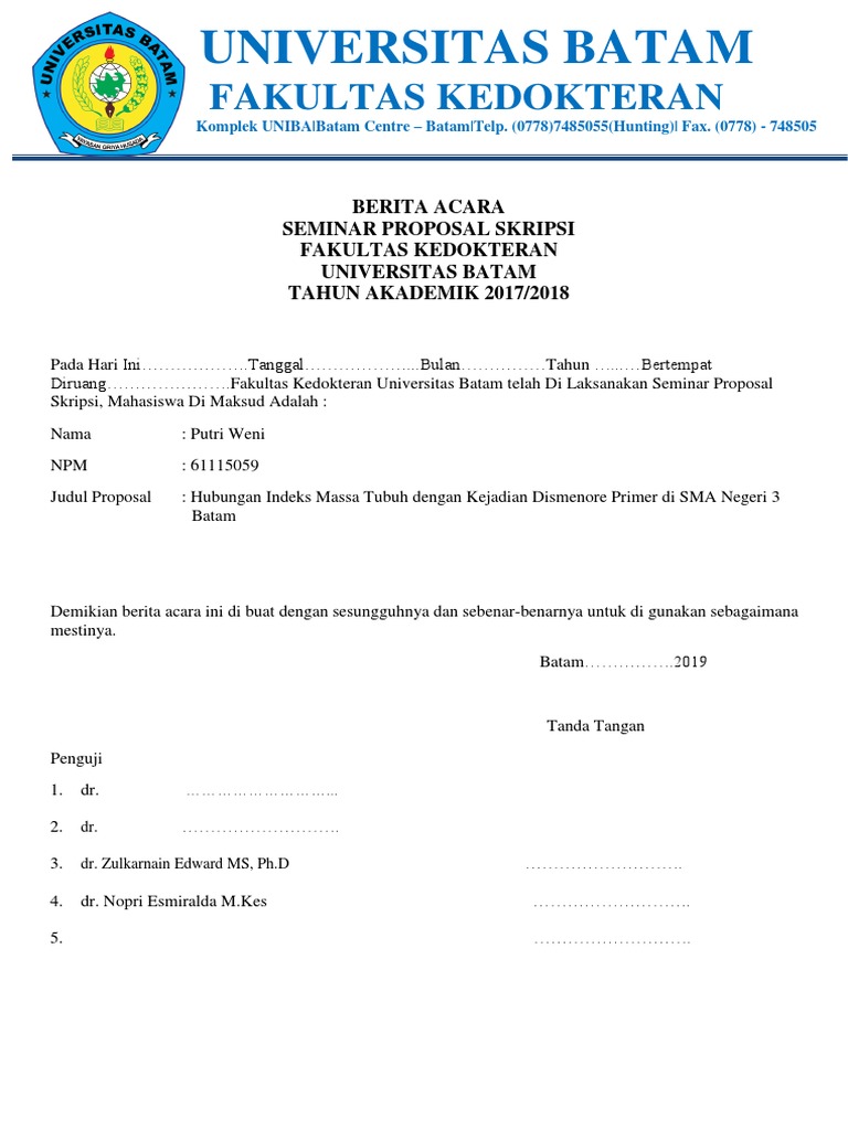 Berita Acara Sempro | PDF