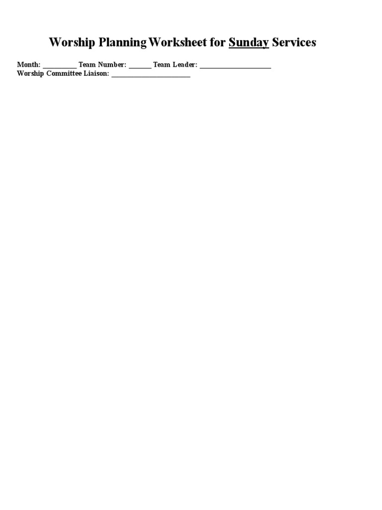 Sunday Worship Planning Worksheet | PDF | Ecclesiastical Titles ...