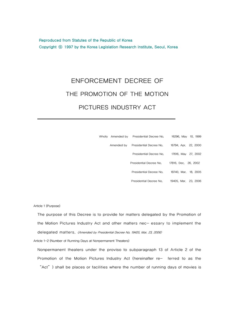 Enforcement Decree of The Act | PDF | Decree | Fee
