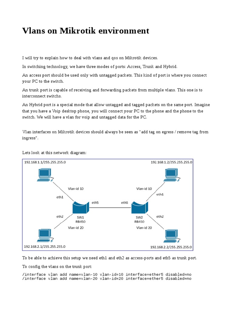 Configuring VLANs and QoS on MikroTik | PDF | Network Switch ...
