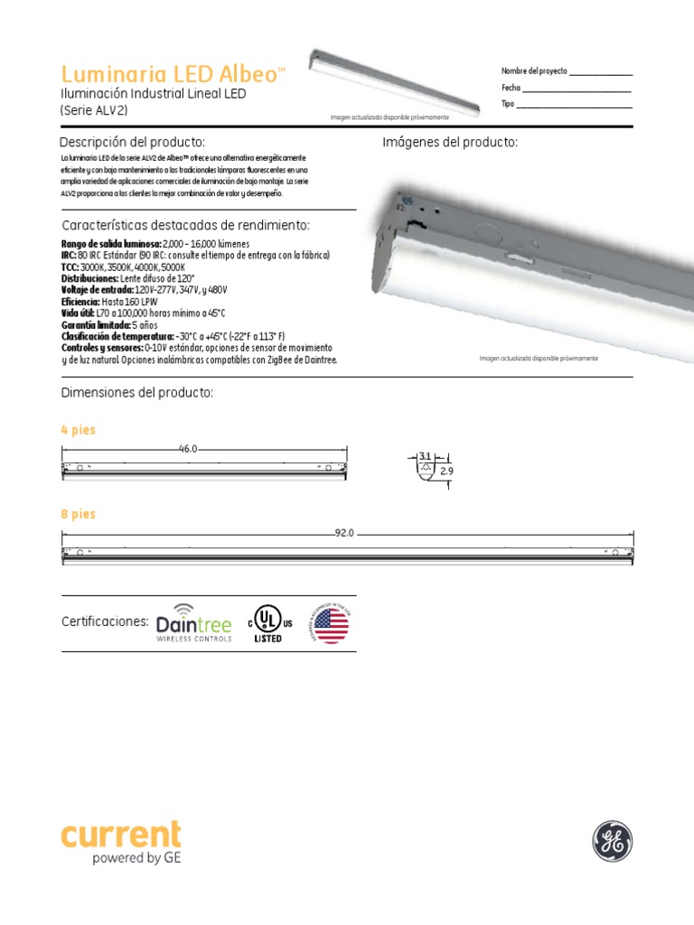 Hoja Tecnica Luminaria LED Albeo ALV2 | PDF | Diodo emisor de luz ...