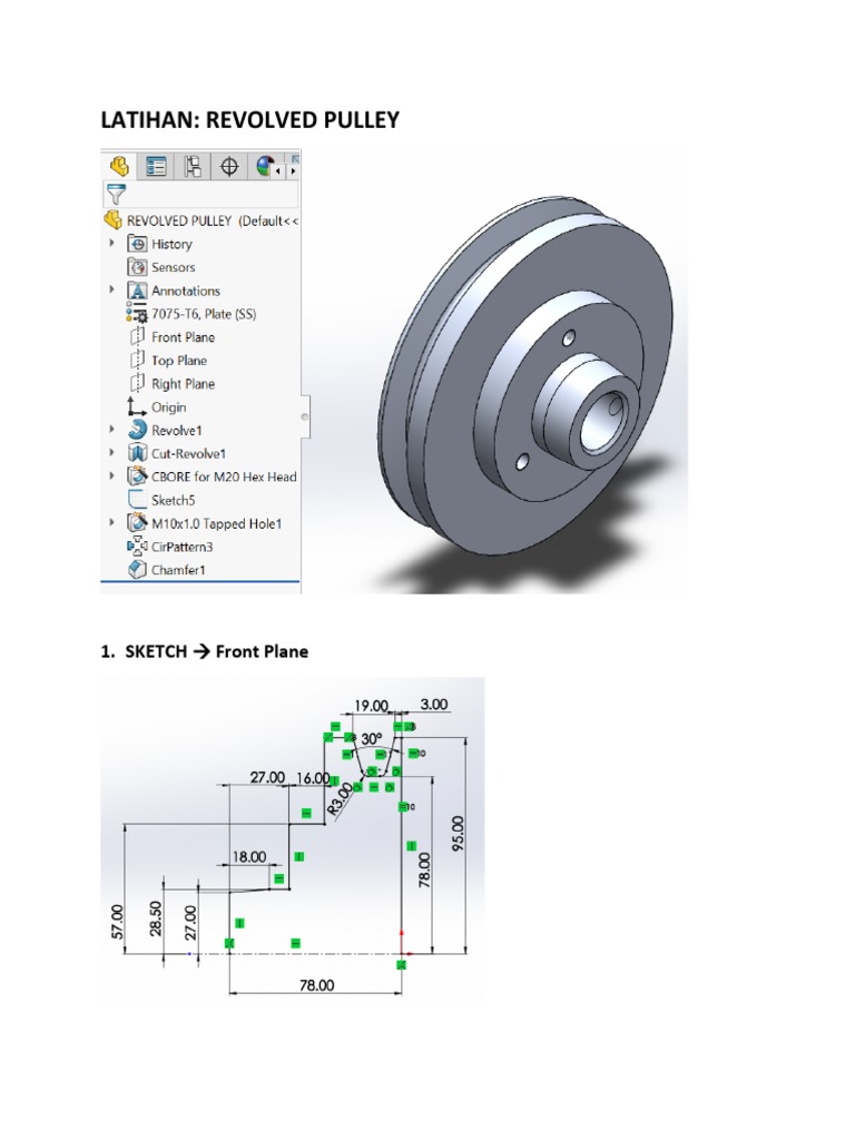 Solidworks Exercise - REVOLVED PULLEY | PDF