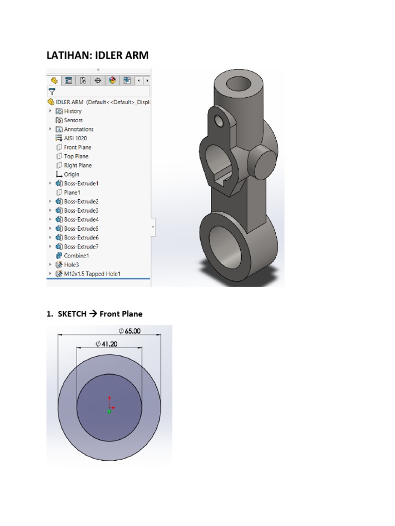 Solidworks Exercise - IDLER ARM | PDF