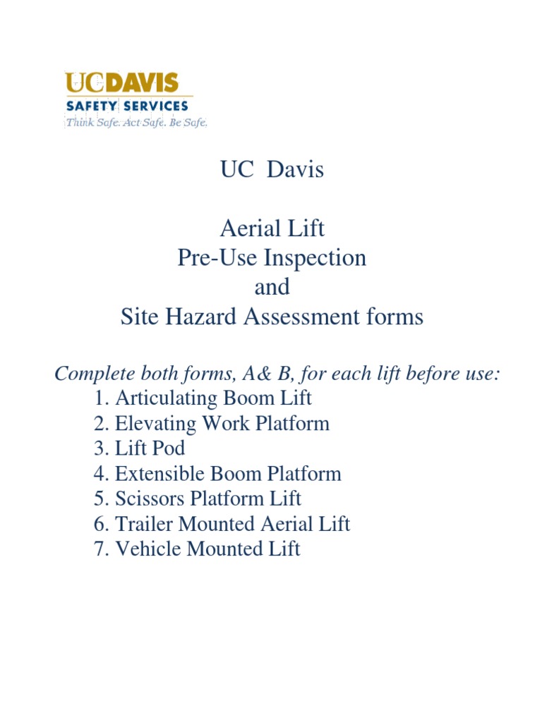 Aerial Lift Inspection Forms | PDF | Elevator | Vehicles