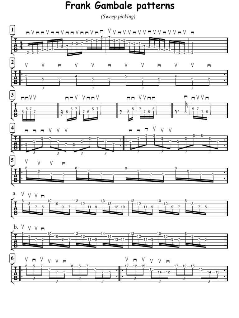 Frank Gambale Patterns | PDF | Guitars | Guitar Family Instruments