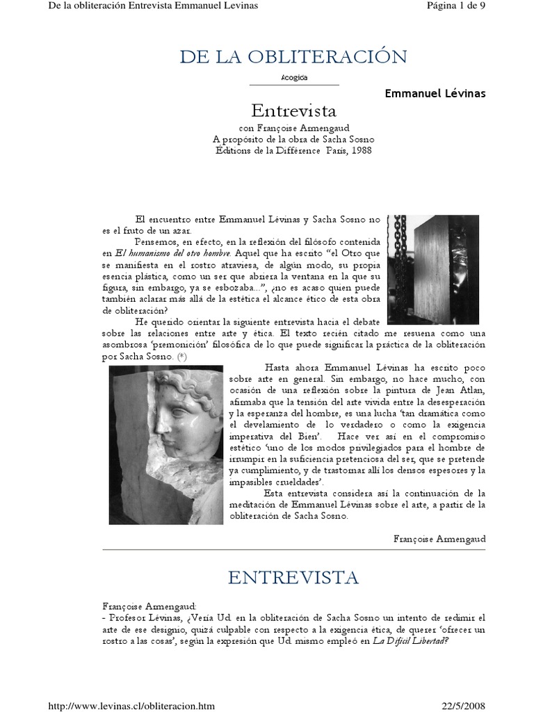 De La Obliteracion | PDF | Estética | Homo Sapiens