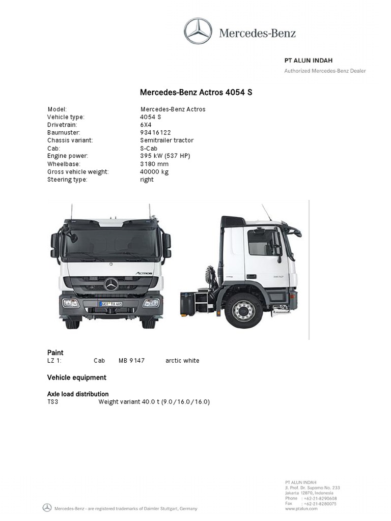 Actros 4054 S | PDF | Transmission (Mechanics) | Truck
