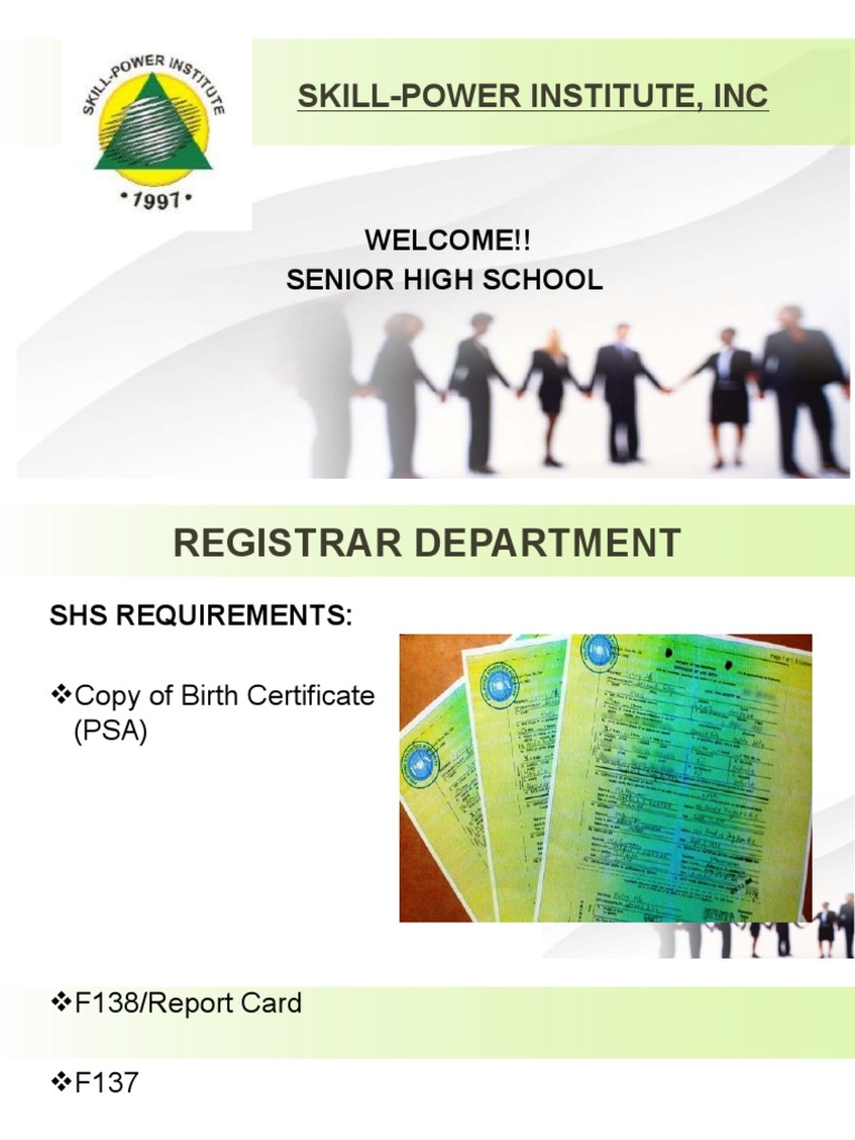 Skill-Power Institute, Inc: Welcome!! Senior High School | PDF