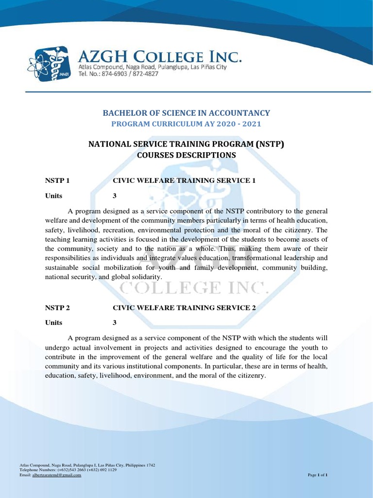 Bachelor of Science in Accountancy: National Service Training Program ...