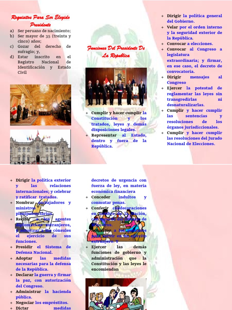 Triptico - Requisitos para Ser Elegido Presidente | PDF | Perú | Elecciones