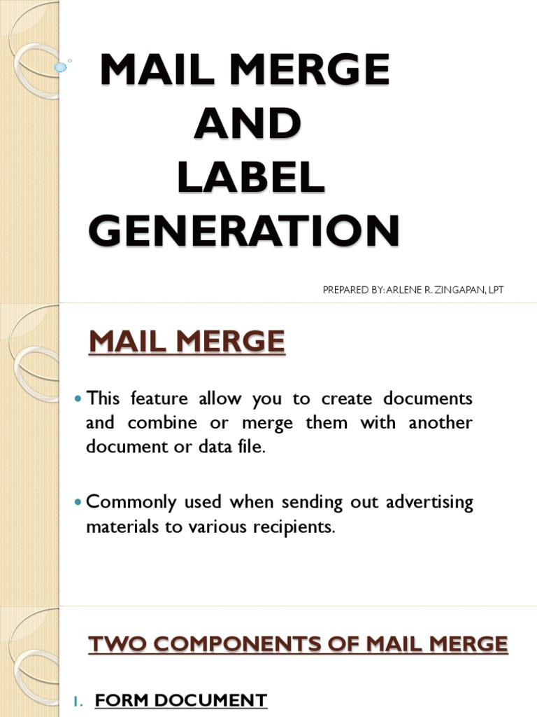 Mail Merge and Label Generation Techniques | PDF | Areas Of Computer ...