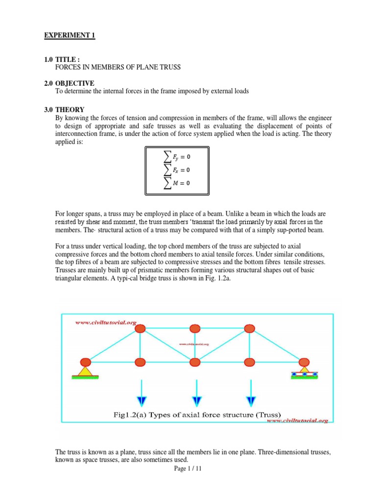 Lab Report 1 | PDF | Truss | Beam (Structure)