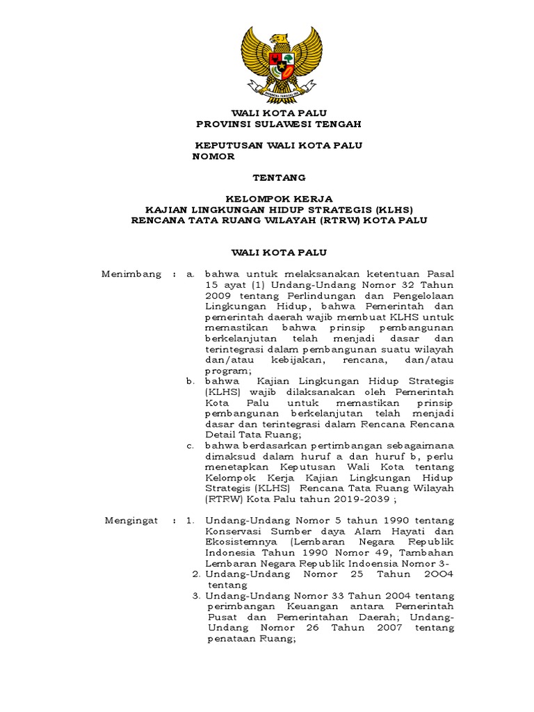 Contoh SK Klhs RTRW | PDF