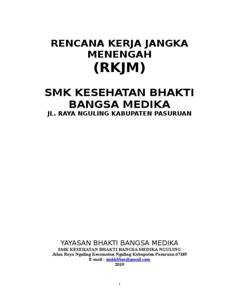Rks - RKJM (Empat Tahunan) SMK Kesehatan Bhakti Bangsa Medika | PDF