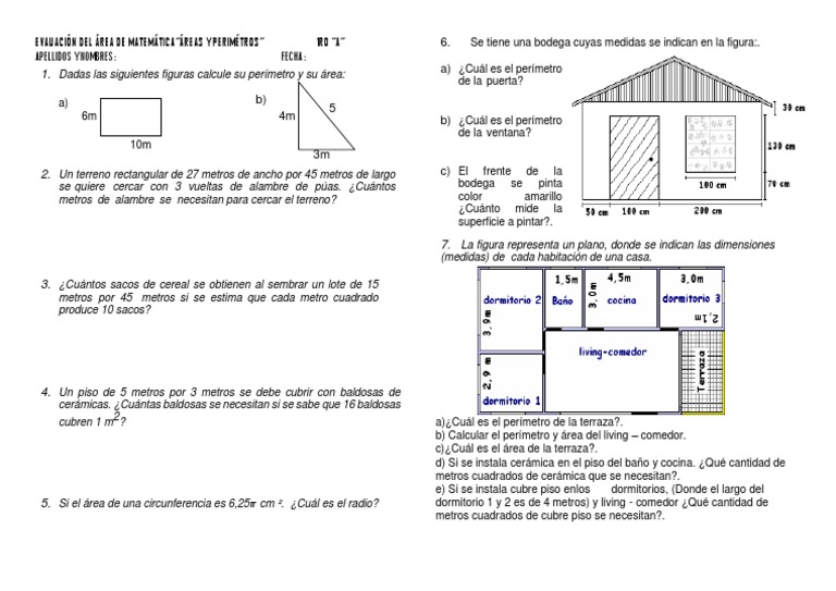 Areas y Perimétros Eval | PDF | Enseñanza de matemática