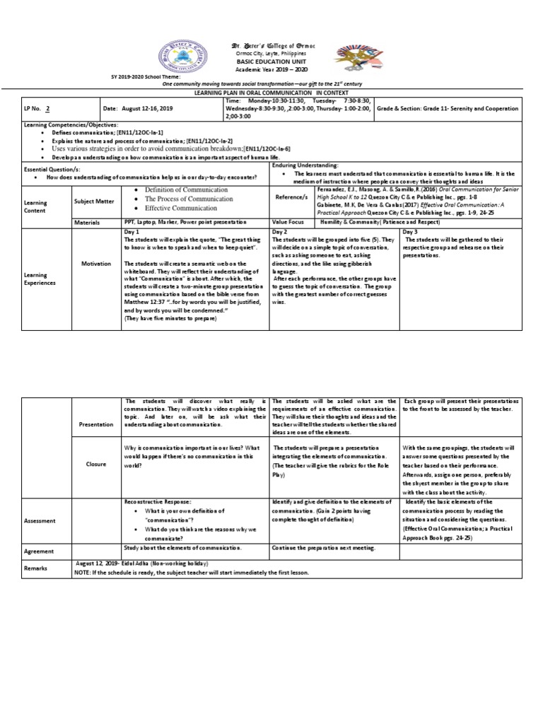 St. Peter's College of Ormoc: Basic Education Unit | PDF | Rubric ...