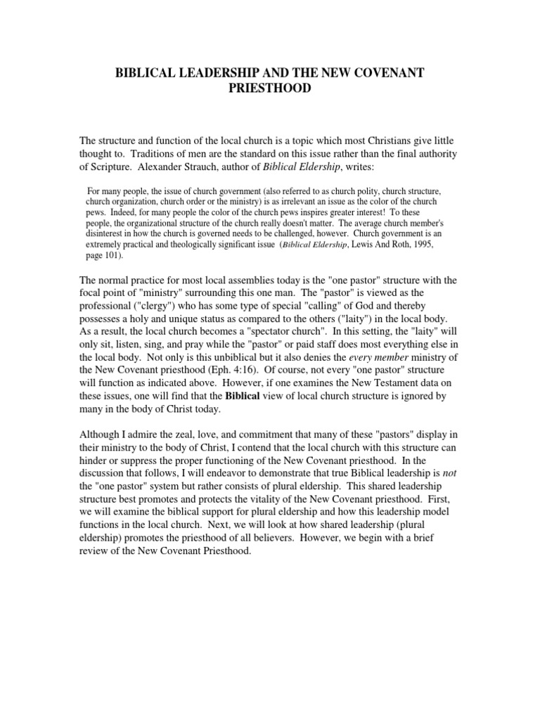 Promoting the Priesthood of All Believers: A Case for Shared Leadership ...