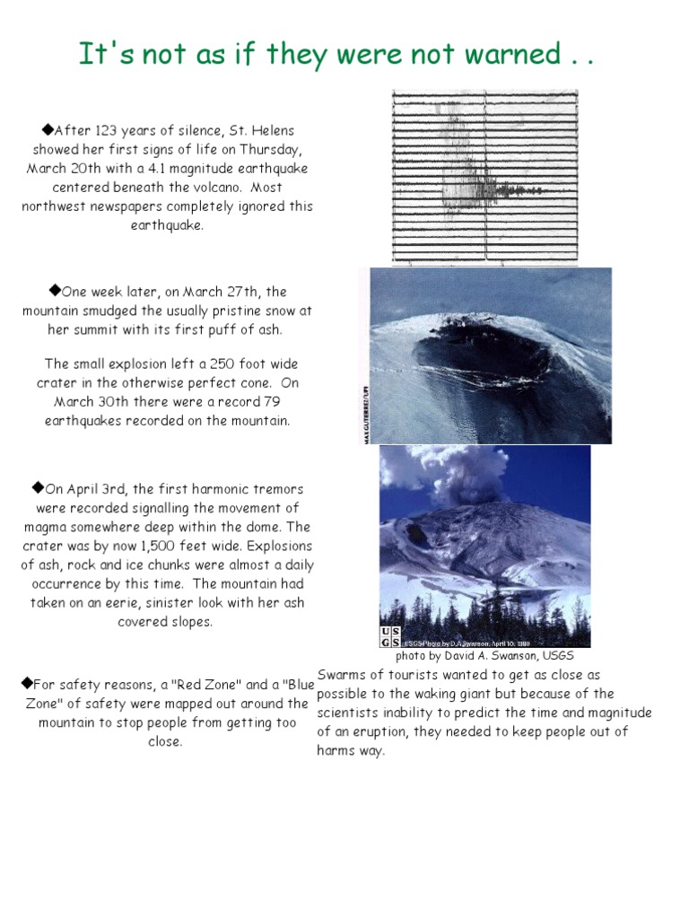 Mount St. Helens Eruption Overview | PDF | Types Of Volcanic Eruptions ...