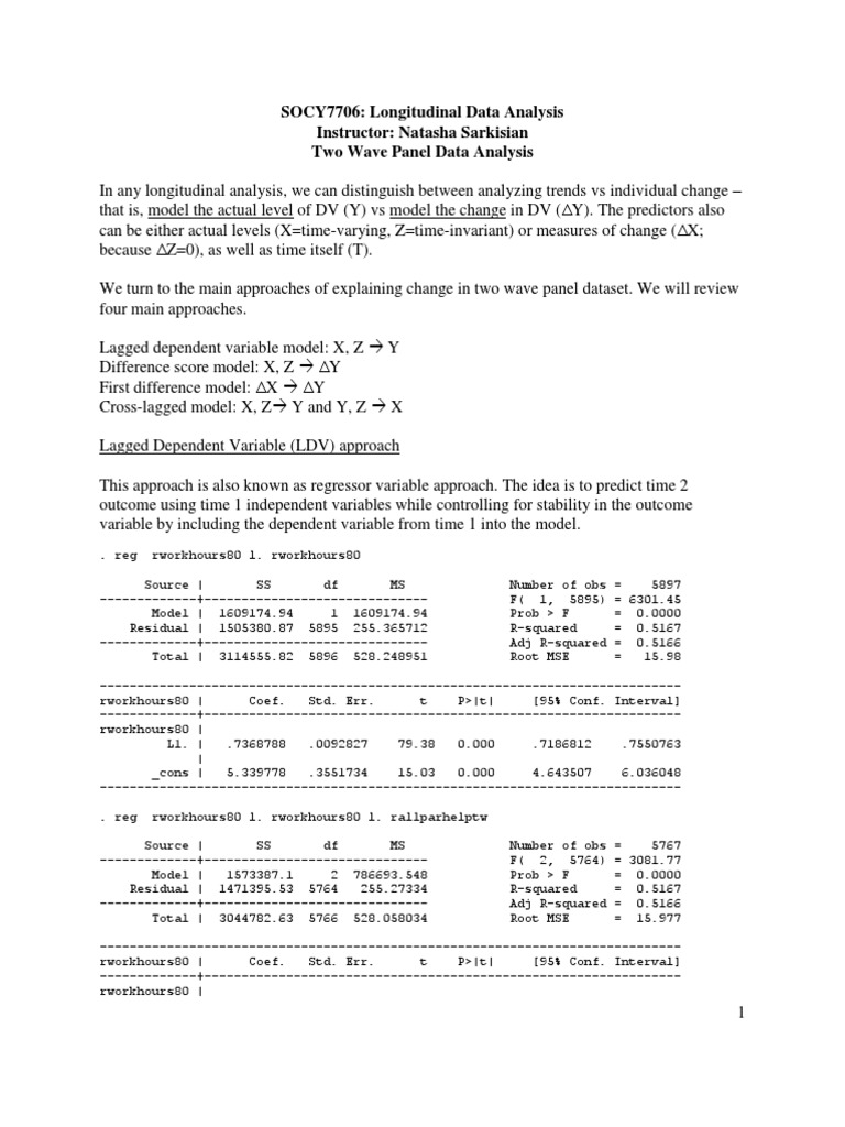 Analysis of Longitudinal Data Using Different Modeling Approaches for ...