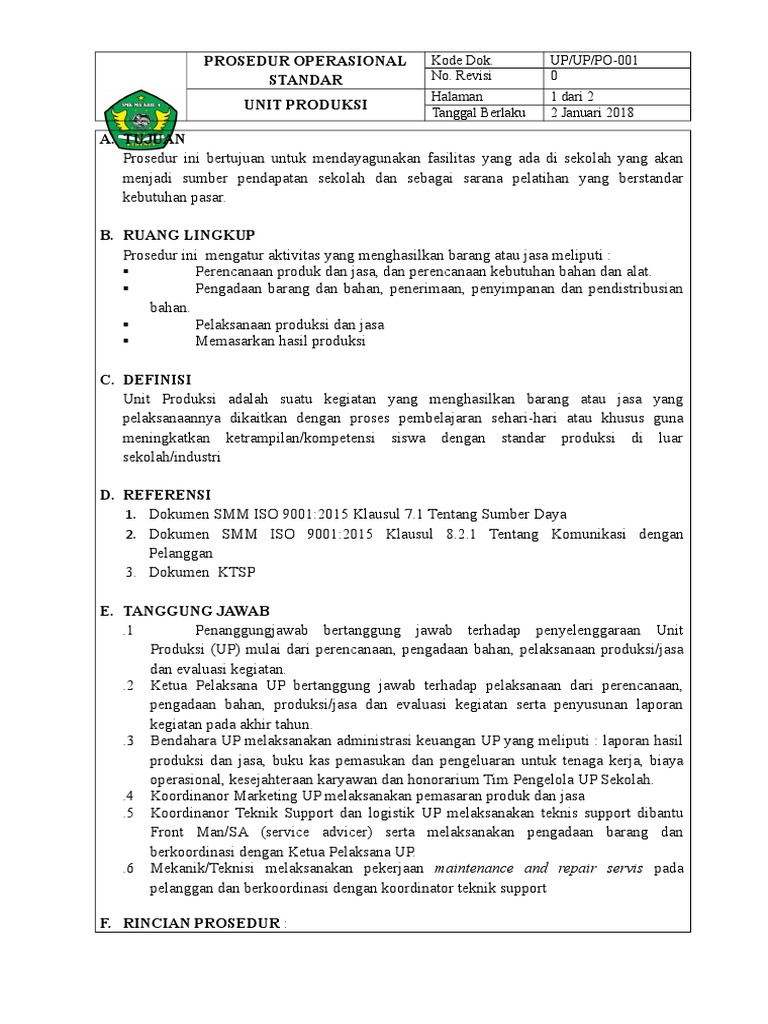 PO 4 - Unit Produksi | PDF