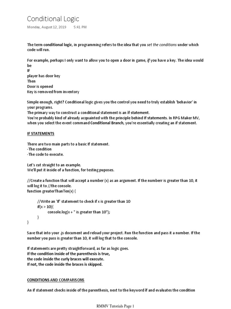 Conditional Logic | PDF | Boolean Data Type | Logic