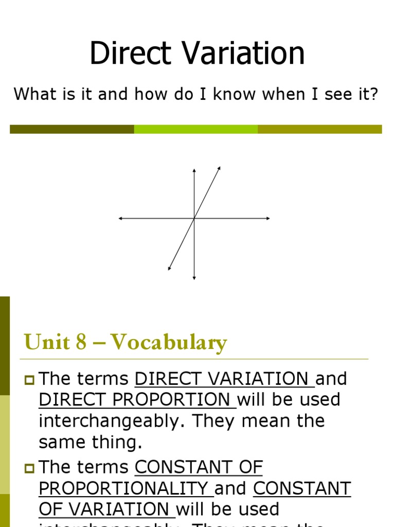 Direct Variation Explained | PDF | Variable (Mathematics) | Equations