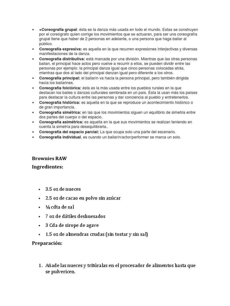 Coreografia Grupal | PDF | ensalada | Bailes