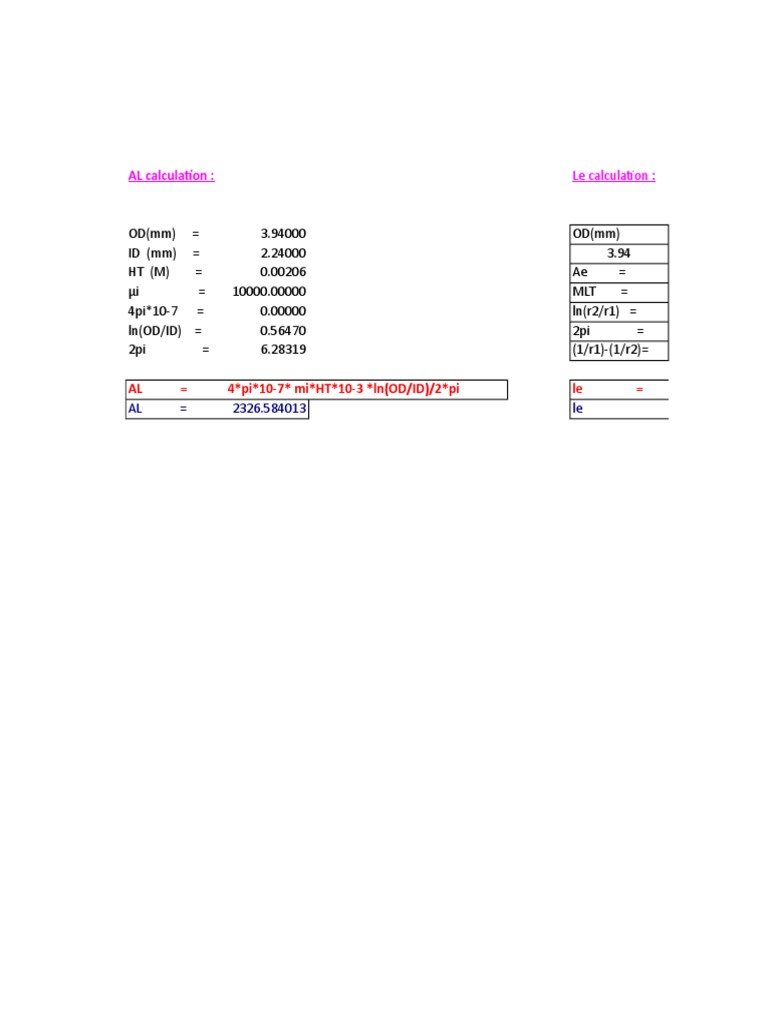 AL Calculation | PDF