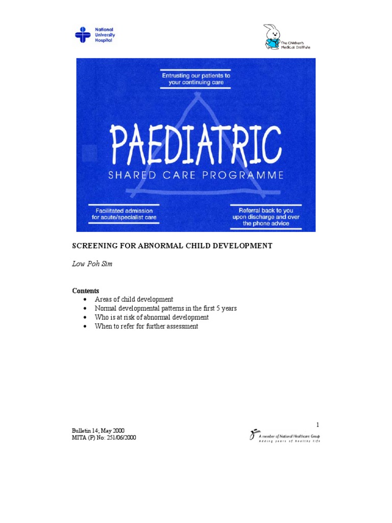 Screening For Abnormal Child Development: Low Poh Sim | PDF | Child ...