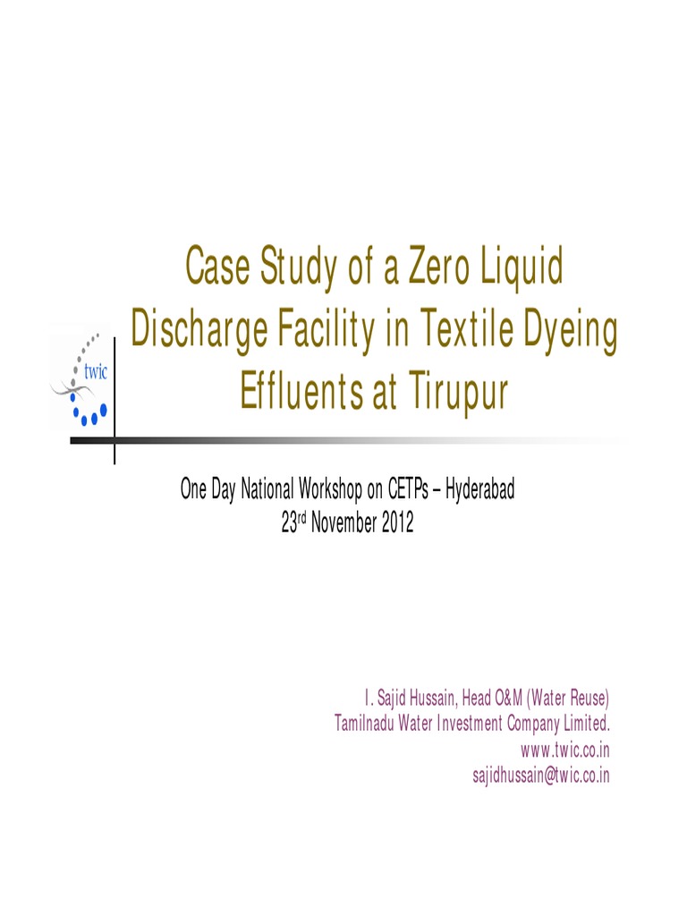 ZLD Case Study - Tirupur PDF | PDF | Sodium Chloride | Wastewater