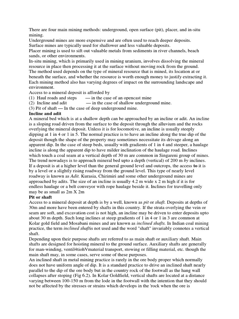 4 main mining methods & their impacts | PDF | Mining | Coal Mining