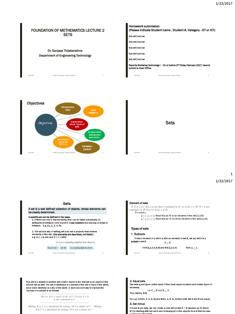Fundamentals of Mathematics Lecture 2 - Student Version | PDF | Set ...