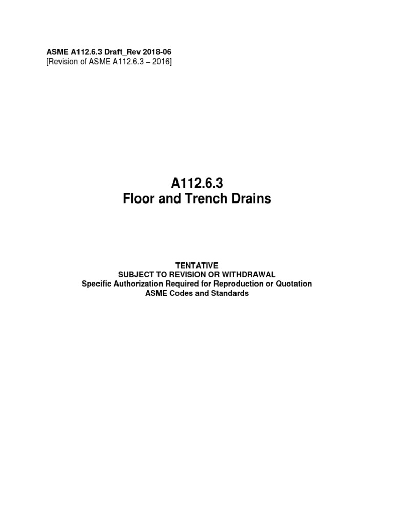 A112.6.3 Floor and Trench Drains: (Revision of ASME A112.6.3 - 2016 ...