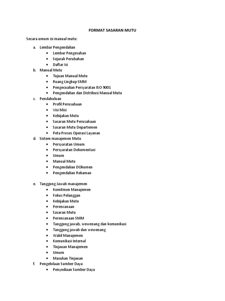 Format Sasaran Mutu | PDF
