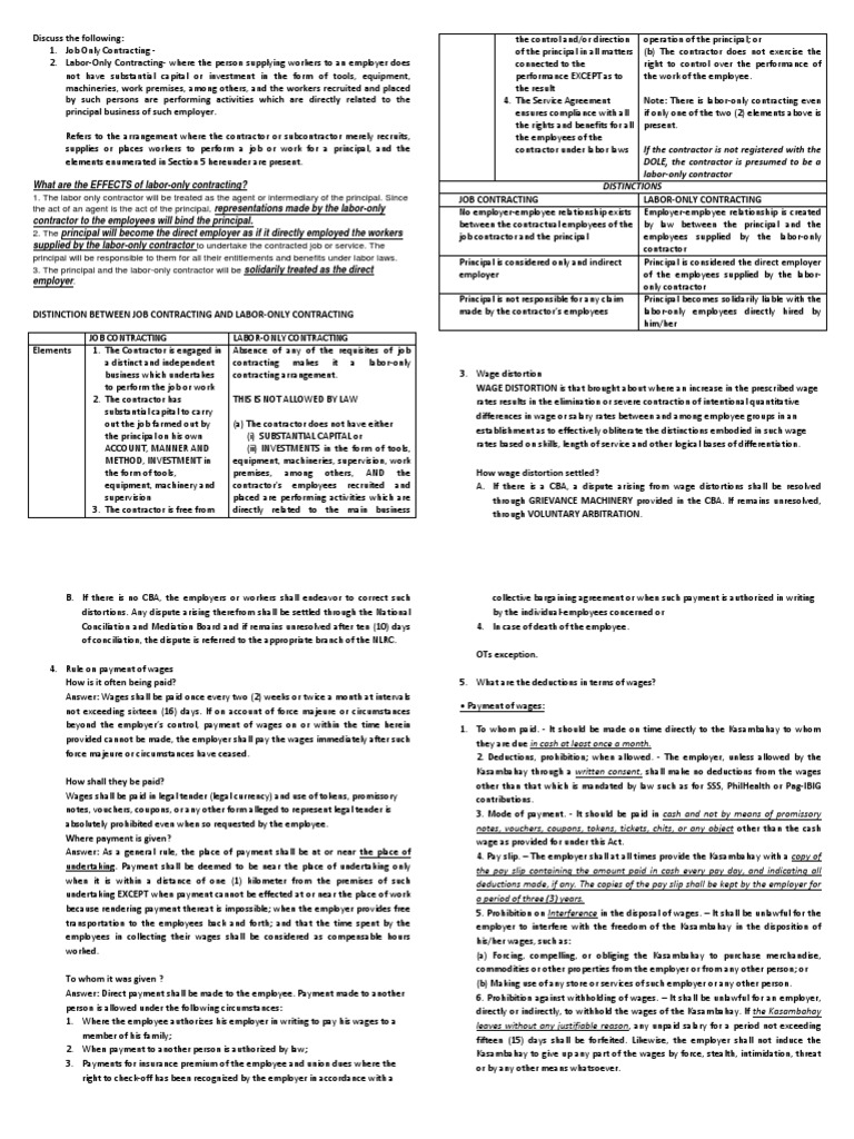 What Are The EFFECTS of Labor-Only Contracting? | PDF | Independent ...