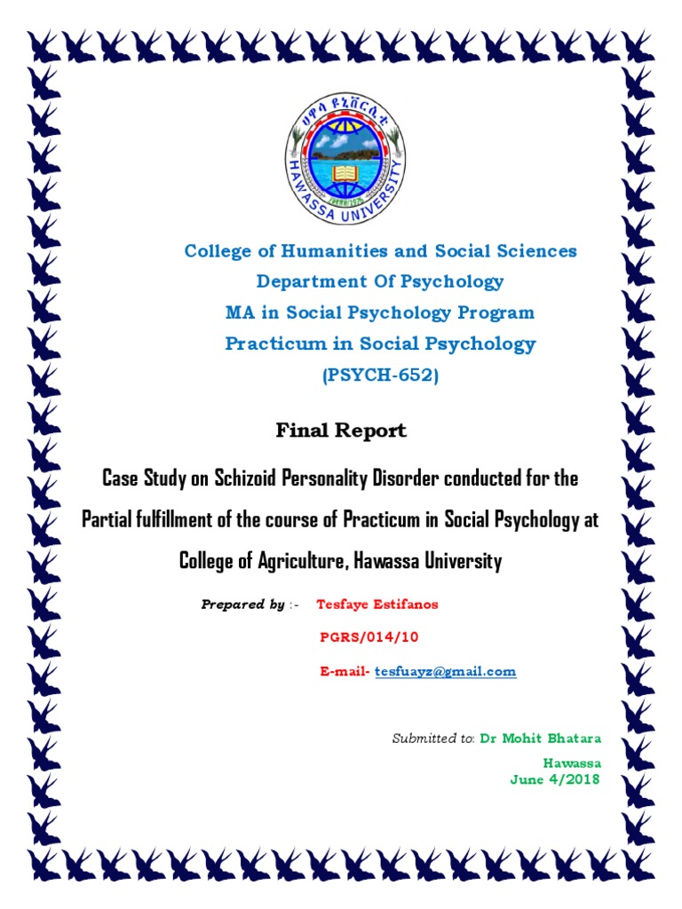 Case Study on Schizoid Personality Disorder | PDF | Personality ...