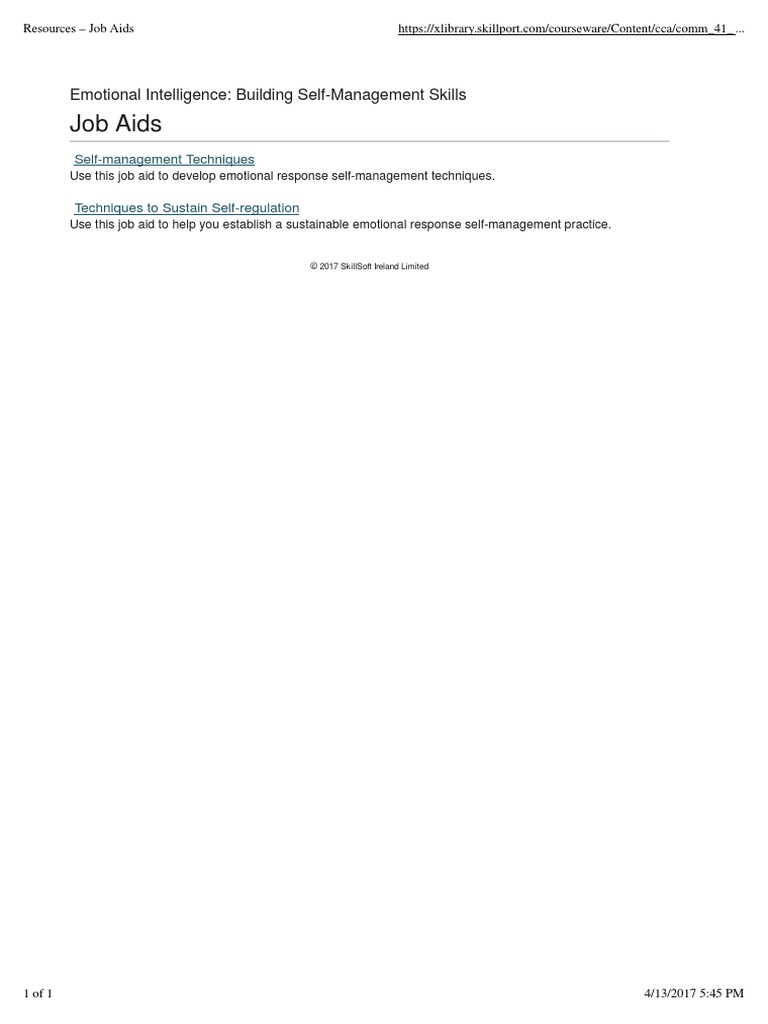 Resources - Job Aids | PDF | Emotional Self Regulation | Decision Making